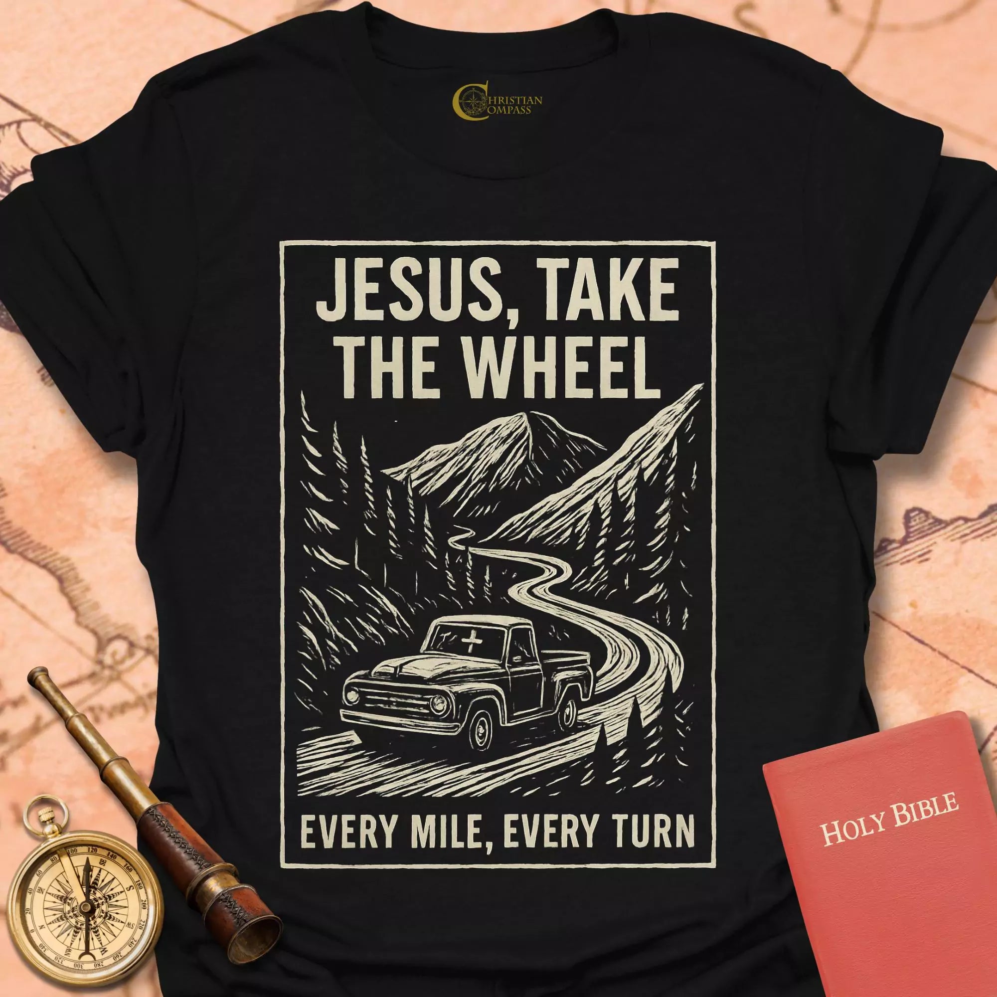 Jesus Take the Wheel T-Shirt – Christian Compass